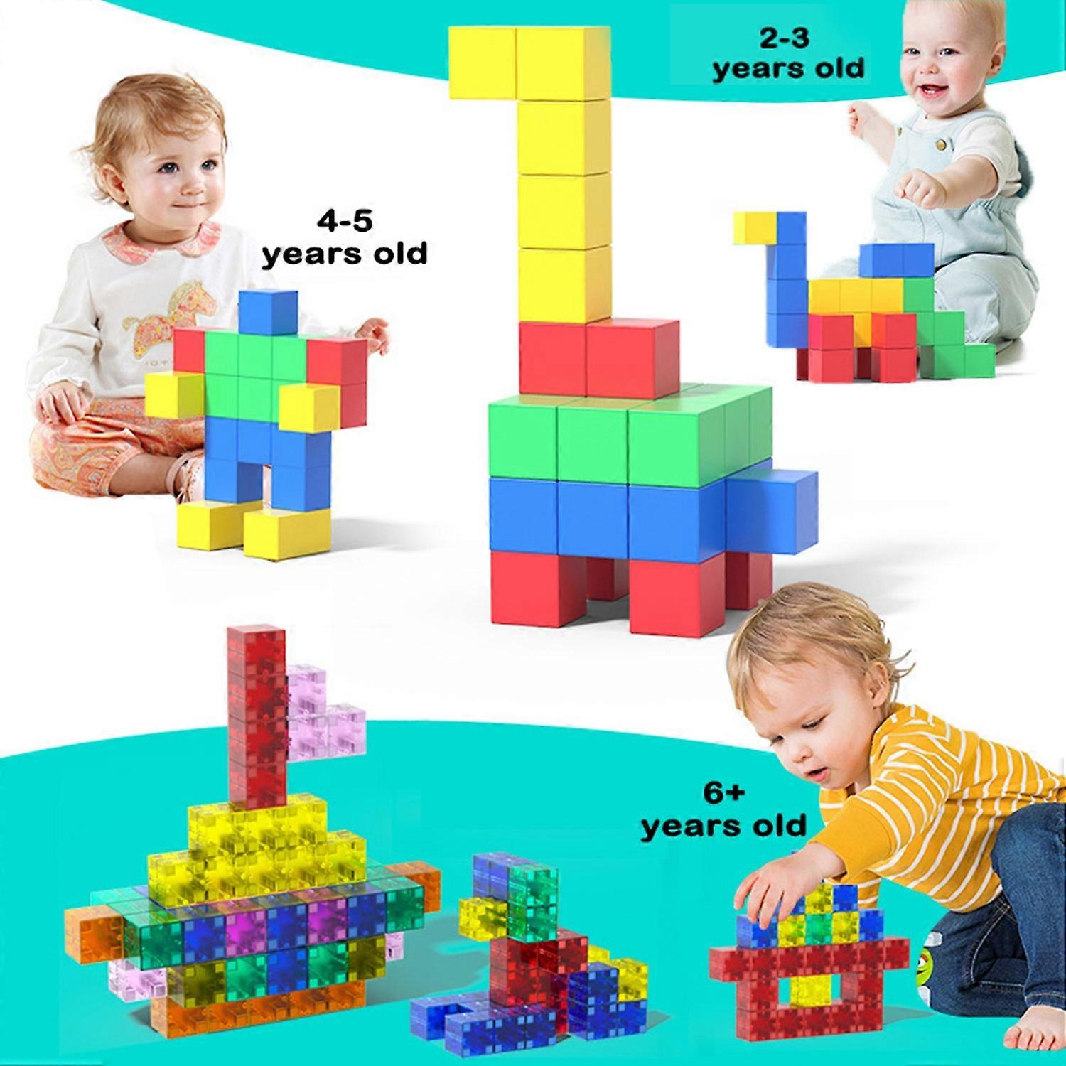 32/64/96Pcs/Set Magnetic Cube Building Block Preschool Learning ...
