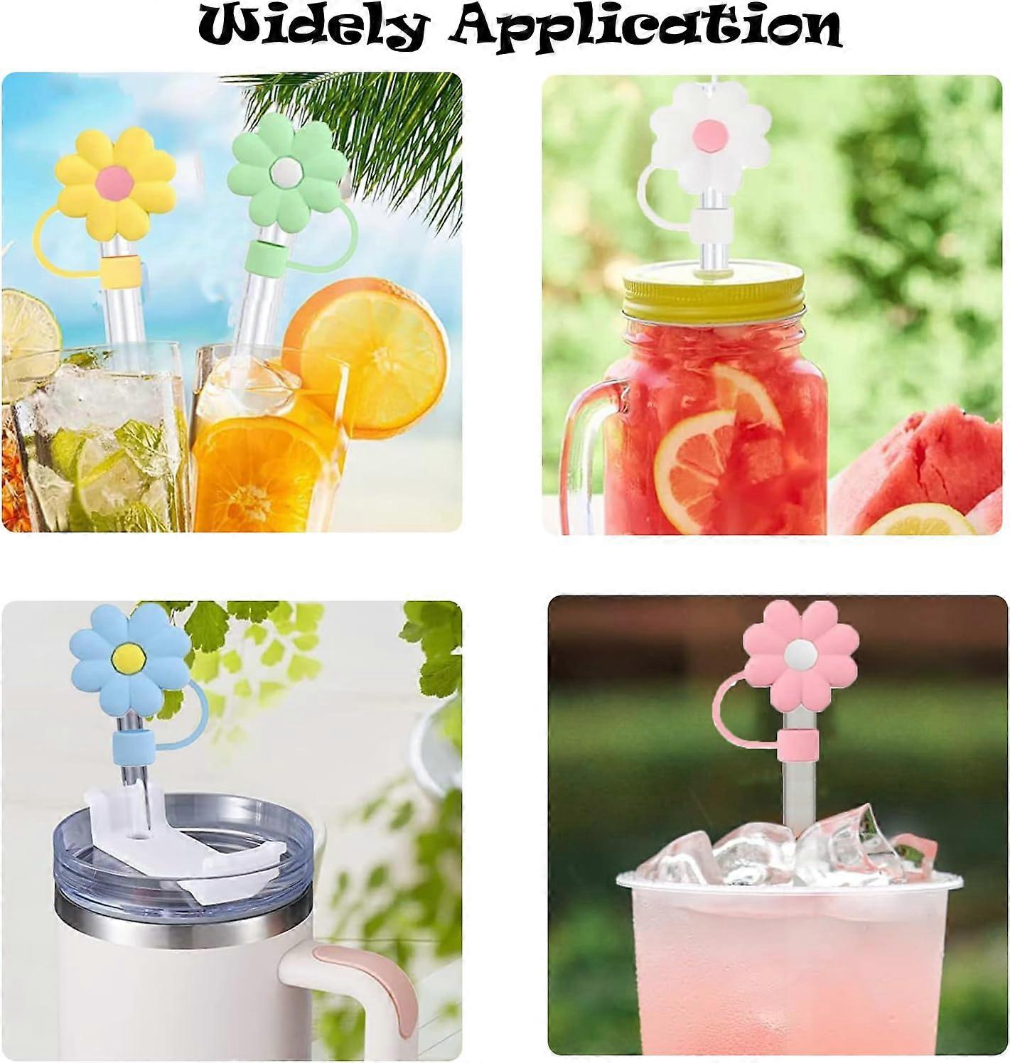 Straw Cover Cap for Stanley Cup, 8pcs Flower Straw Covers Compatible ...