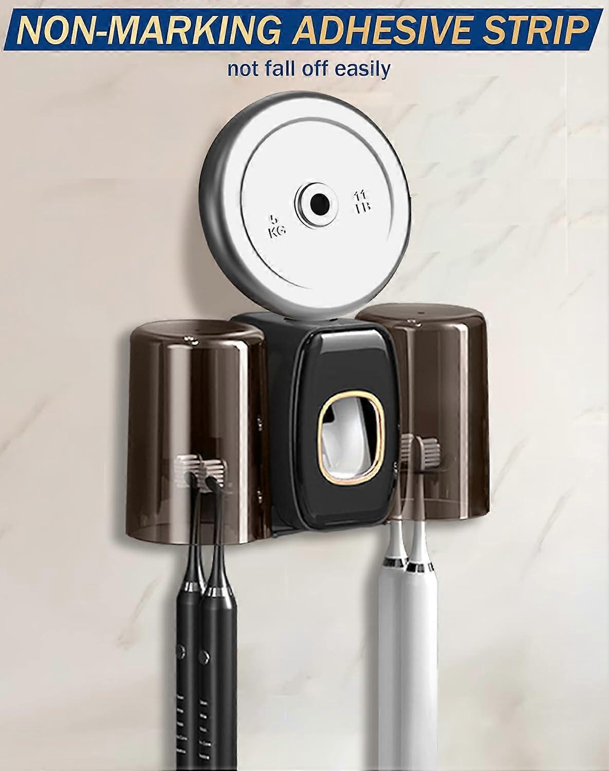 Toothpaste Dispenser Wall Mounted with Toothbrush Holder, Automatic ...