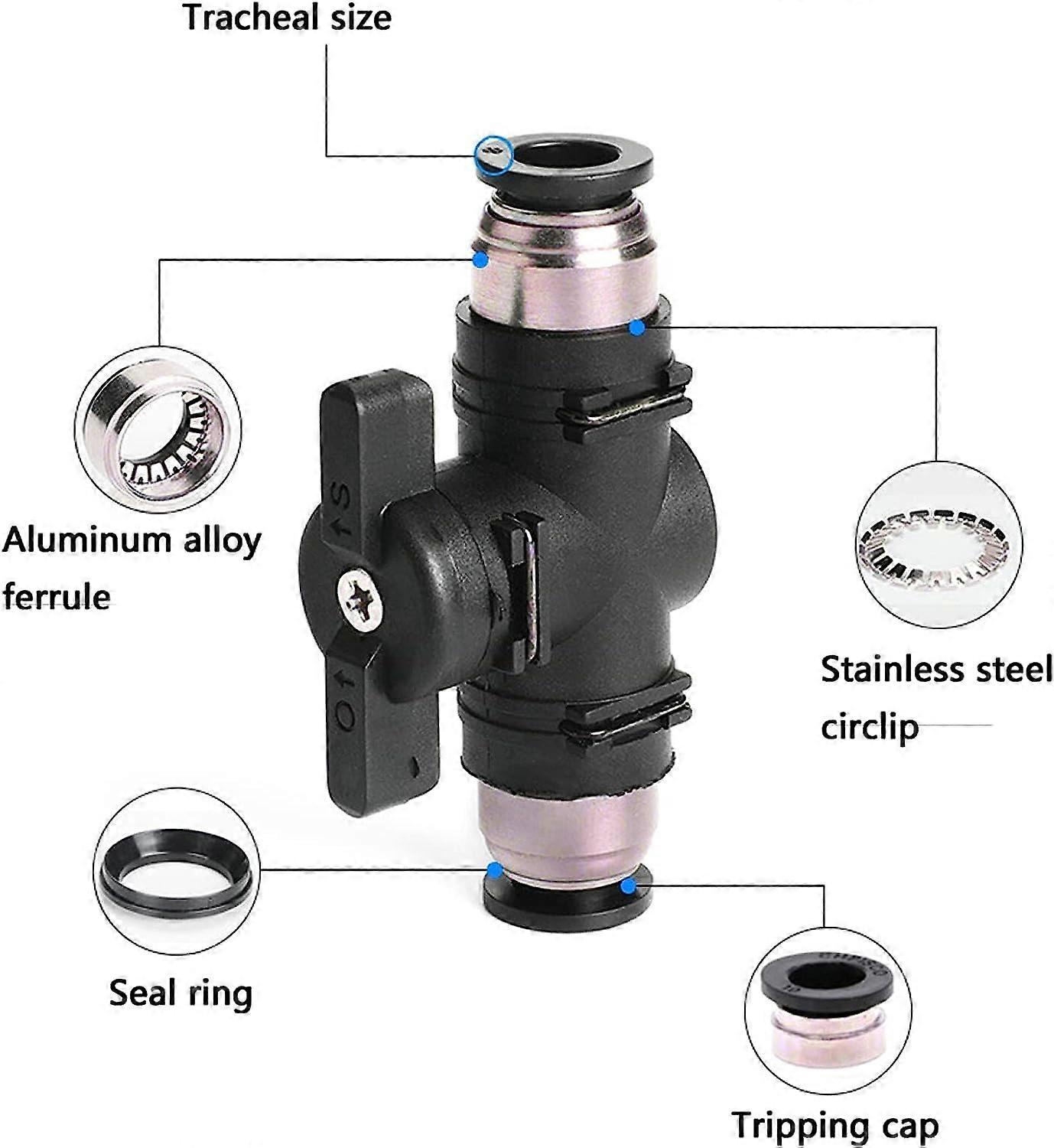 5-pack 6mm pneumatic connector, compressed air pneumatic shut-off valve ...