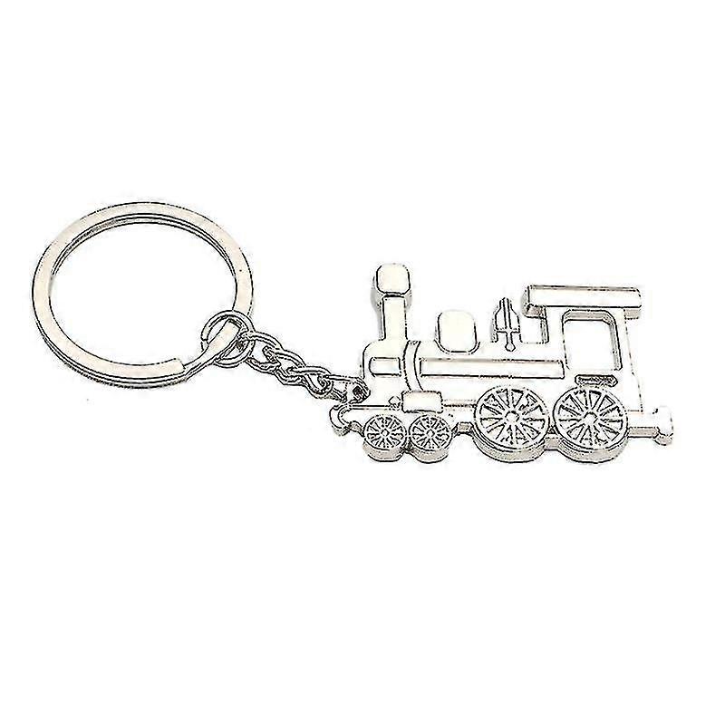 Silver Locomotive Train Metal Keychain Punk Keyring Chain Craft For Men ...