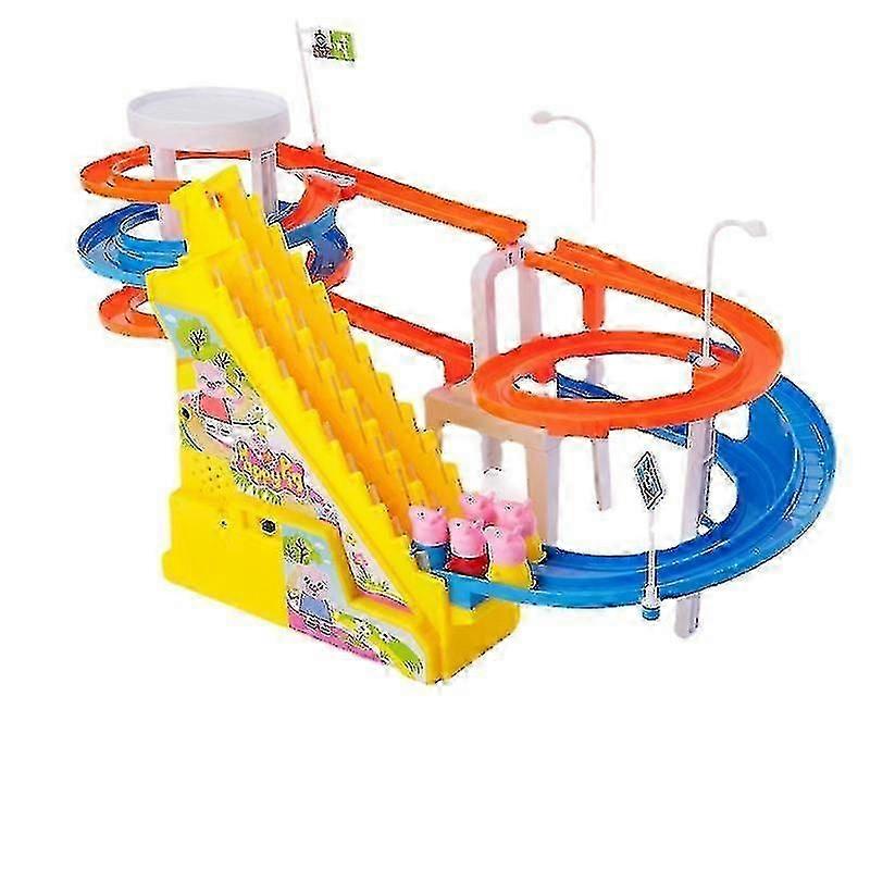 Piggy Pei Children's Rail Car Electric Music Climbs Up The Stairs Track ...