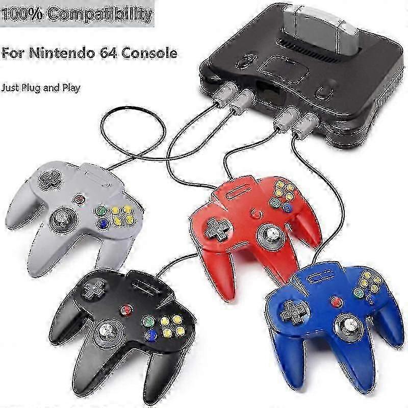 2 Pack Classic Wired N64 Controller Retro Games 64-bit Gamepad Joystick ...