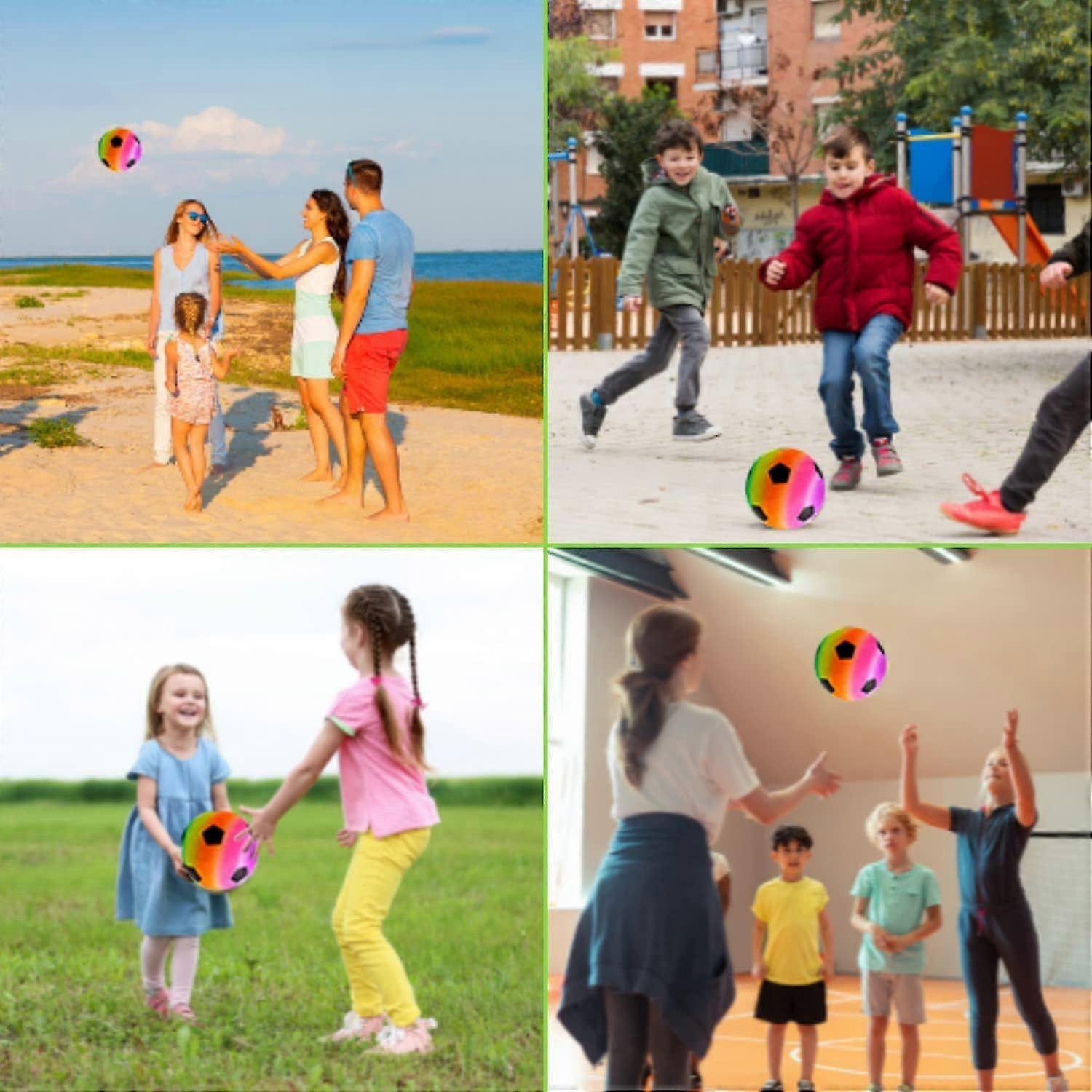 PVC ball for kids. Rainbow inflatable football. Soft ball for kids ...