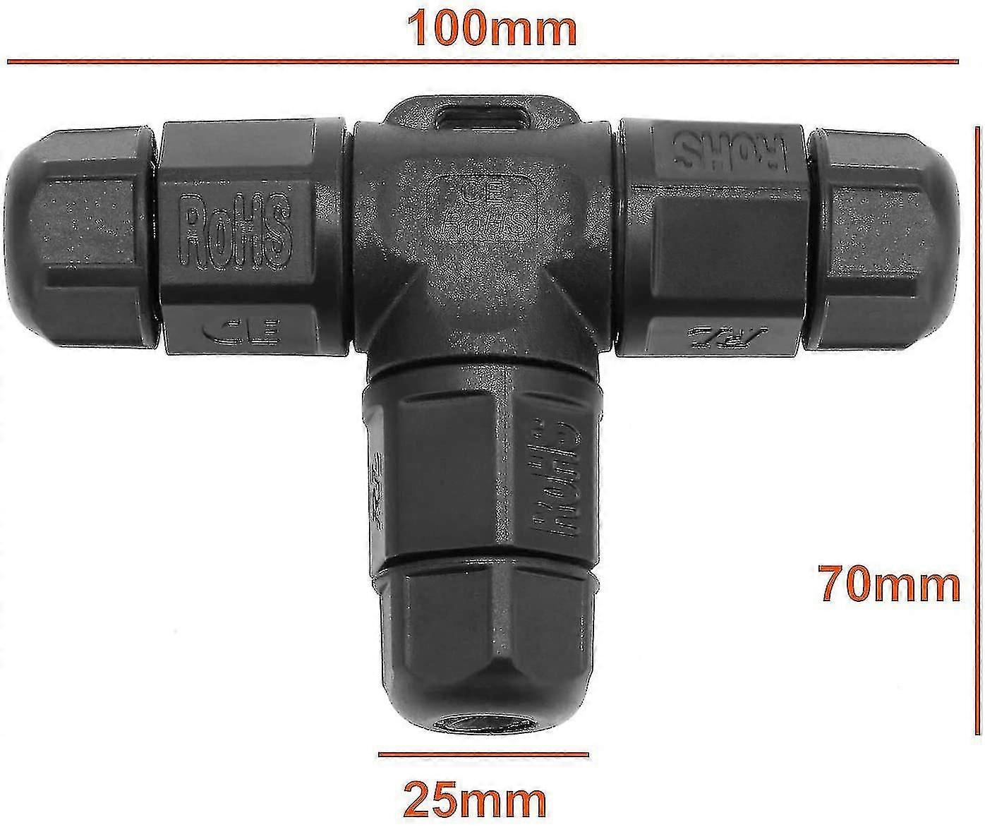 Set Of 4 Waterproof Ip68 T-junction Box 3-pole Cable Connectors | Fruugo UK