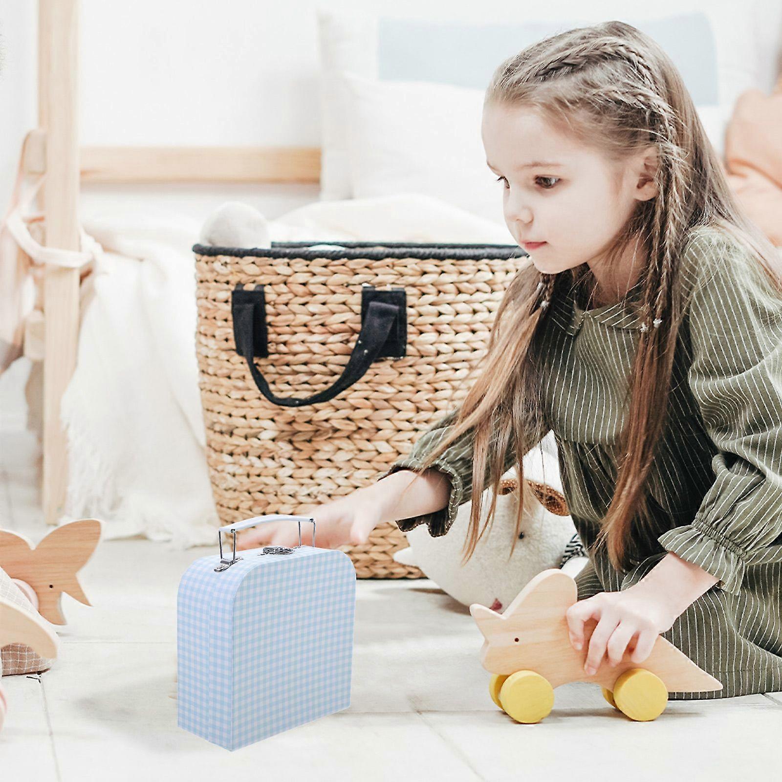 Paperboard Suitcases Checkered Kids Storage Box for Photo Storage Home ...