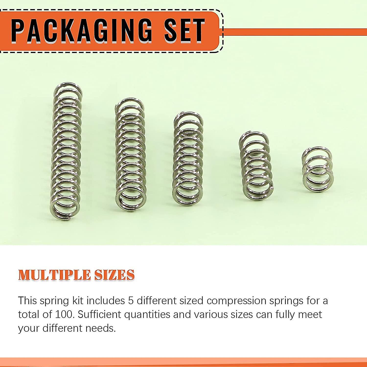 Huncv-tanstic 100pcs Compression Springs Assortment Kit, 5 Different ...