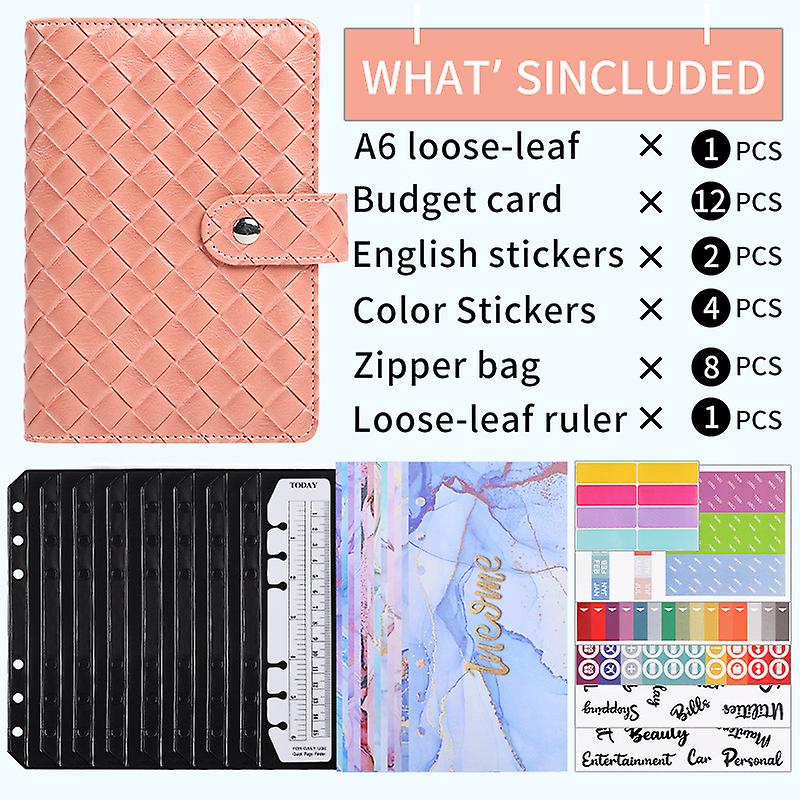 A6 Loose Leaf Folder Ledger Woven Pattern Notebook Leather Pu6 Hole ...