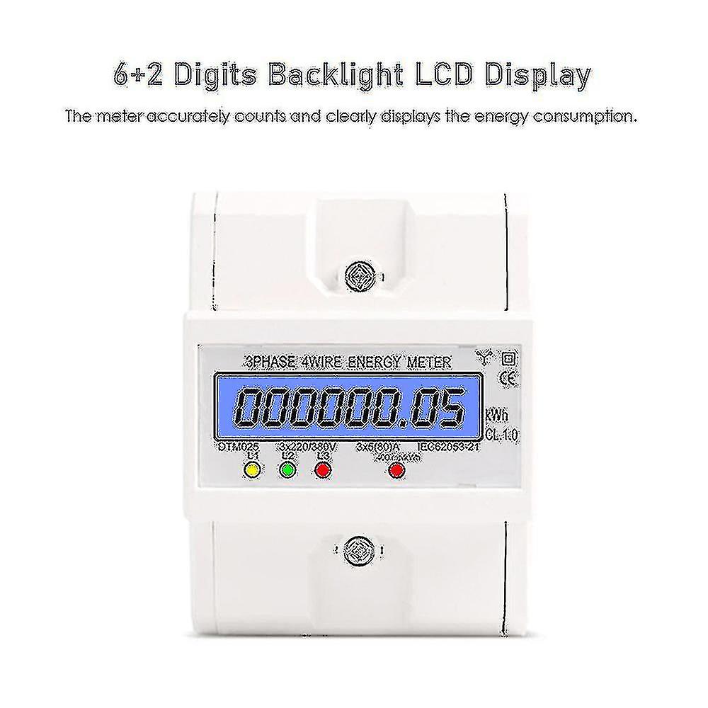 3 Phase 4 Wire Energy Meter 220/380v 5-80a Energy Consumption Kwh Meter ...