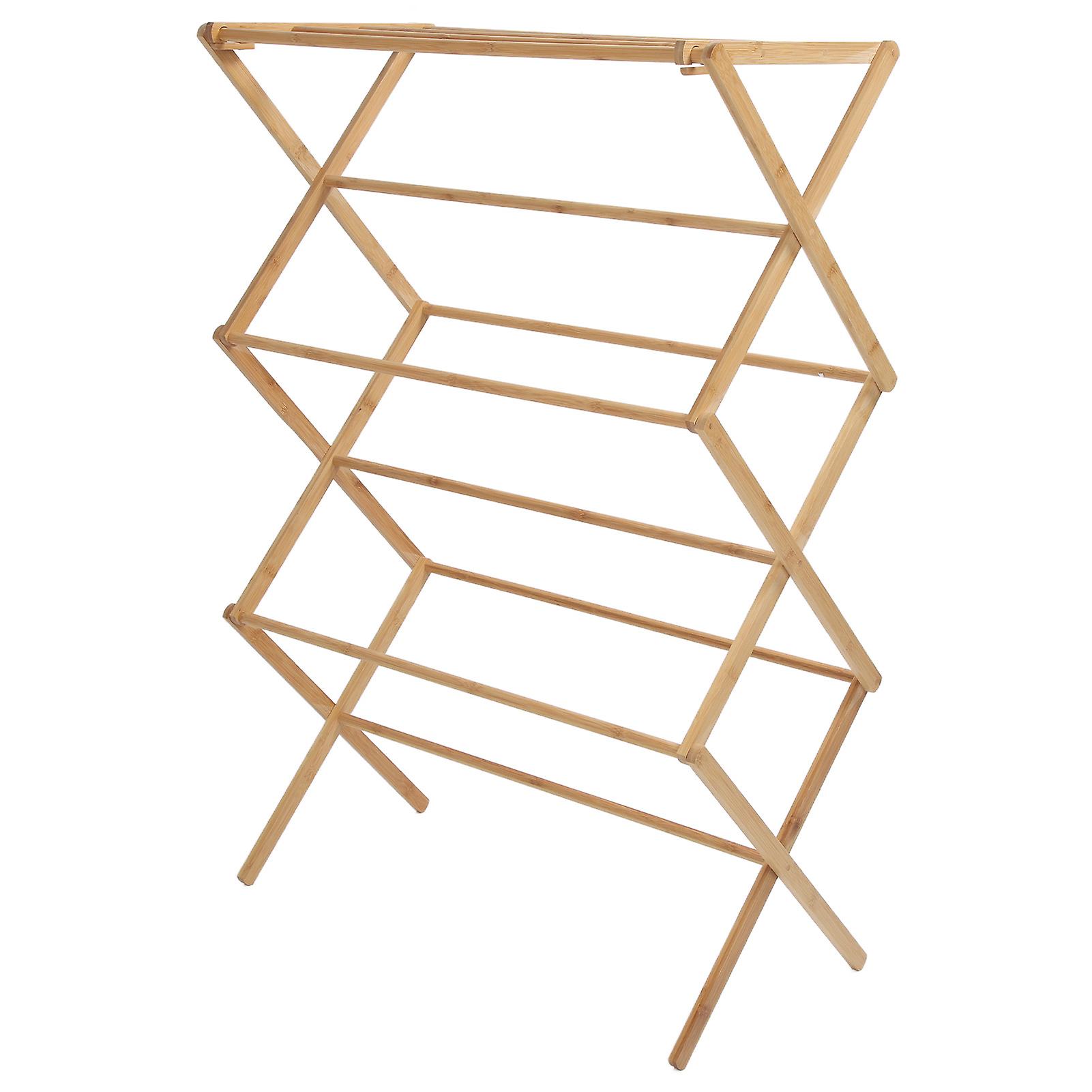Collapsible Folding Wooden Clothes Drying Rack Bamboo Laundry Drying ...