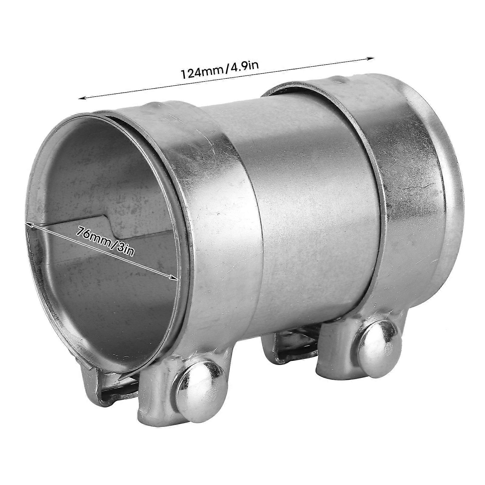 3in 76mm Exhaust Pipe Connector Double Clamp Joiner Galvanized Steel ...