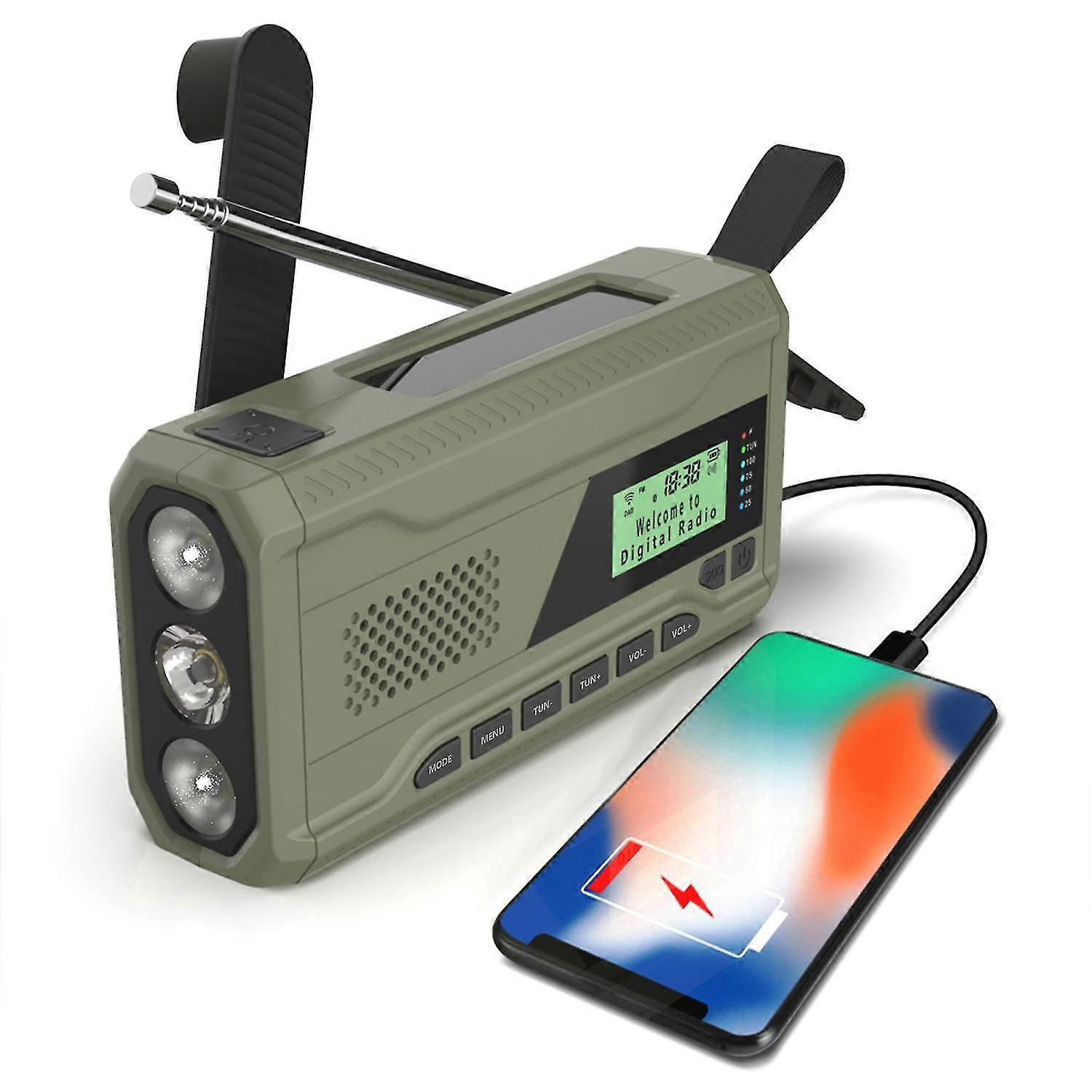 Portable Dab/fm Radio, 4000mah Dynamo Solar Radio, Solar Crank Radio ...