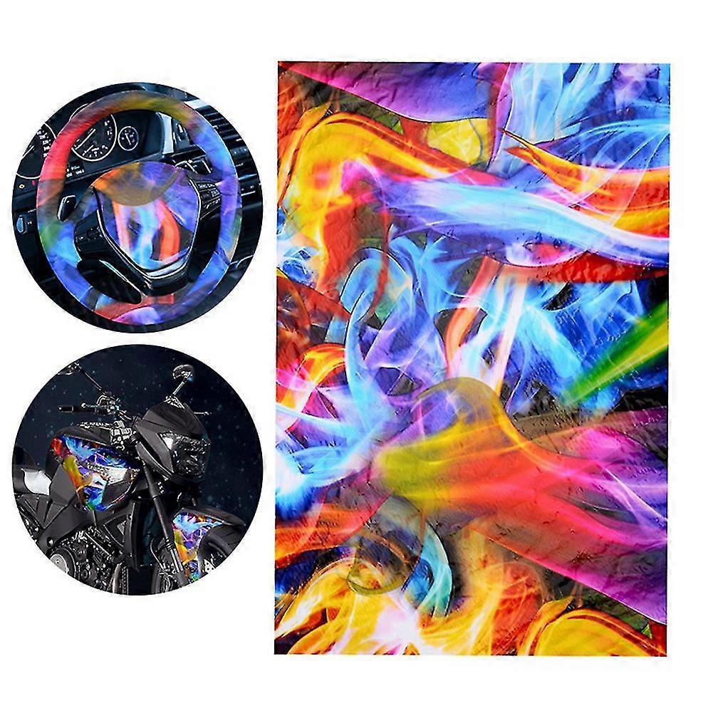 2x Rainbow Flames Hydrographic Film Water Transfer Printing Film Hydro ...