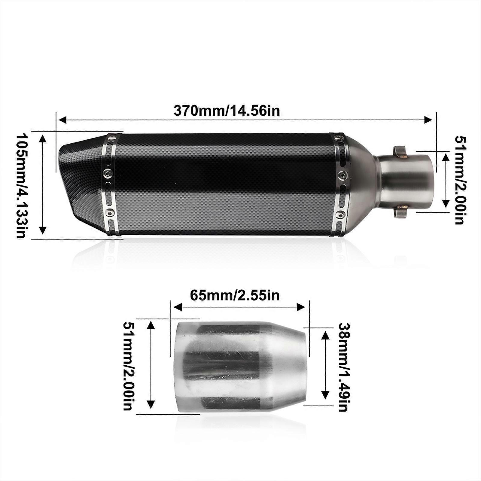 1.5-2in Inlet Motorcycle Exhaust Muffler Pipes Slip on Silencer Carbon ...