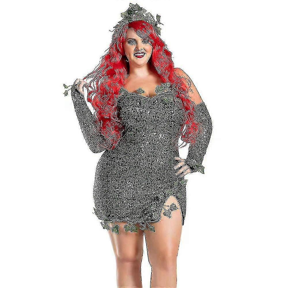 Halloween Villain Poison Ivy Cosplay Costume Fancy Dress For Women Carnival Party Sequin Dress ...