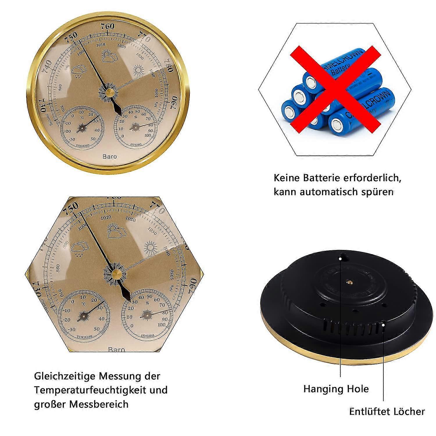 Analog Weather Station-barometer,thermometer,hygrometer(gold,128mm ...