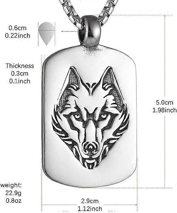Wolf Tag Necklace for Men, Norse Viking Wolf Head Pendant Necklace with ...