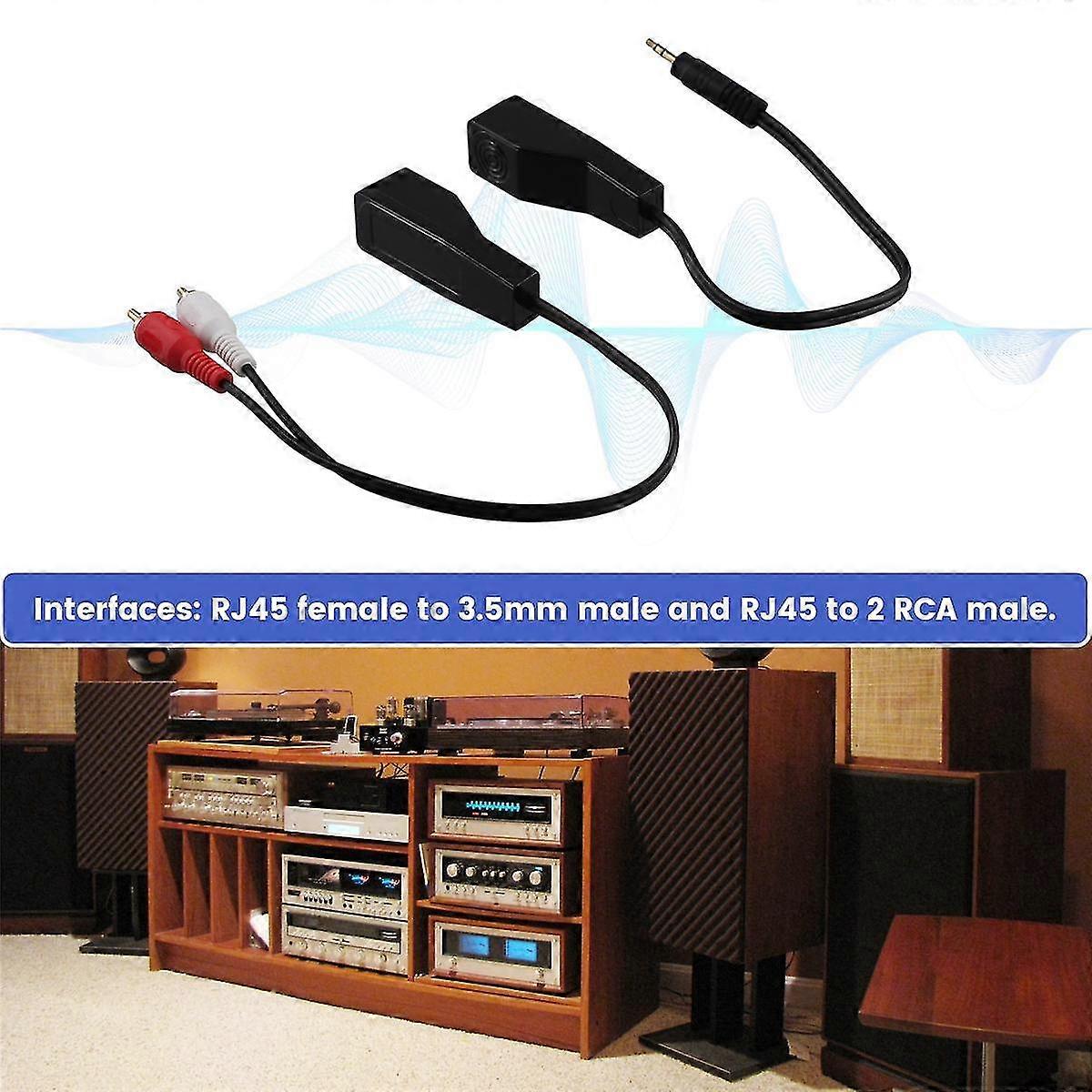 Dc3.5mm Stereo And Red White Audio Signal Balun Over Cat5/6 Cable Rj45 ...