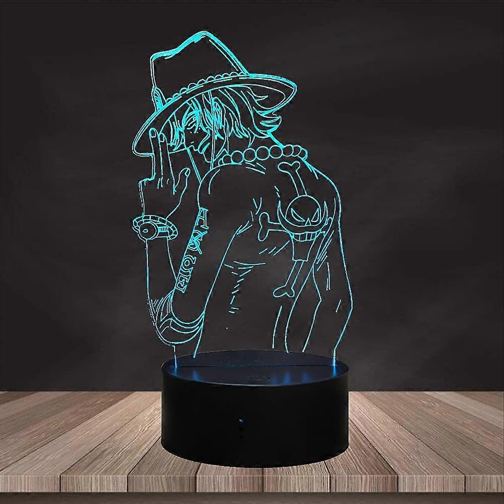 Japanese Anime Portgas D Ace 3D Optical Illusion Night Light for Kids ...