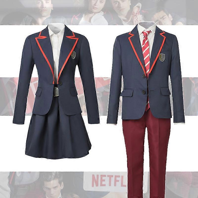 Elite School Uniform Costume Adult Women Jacket Shirt Skirt Pleated JK ...