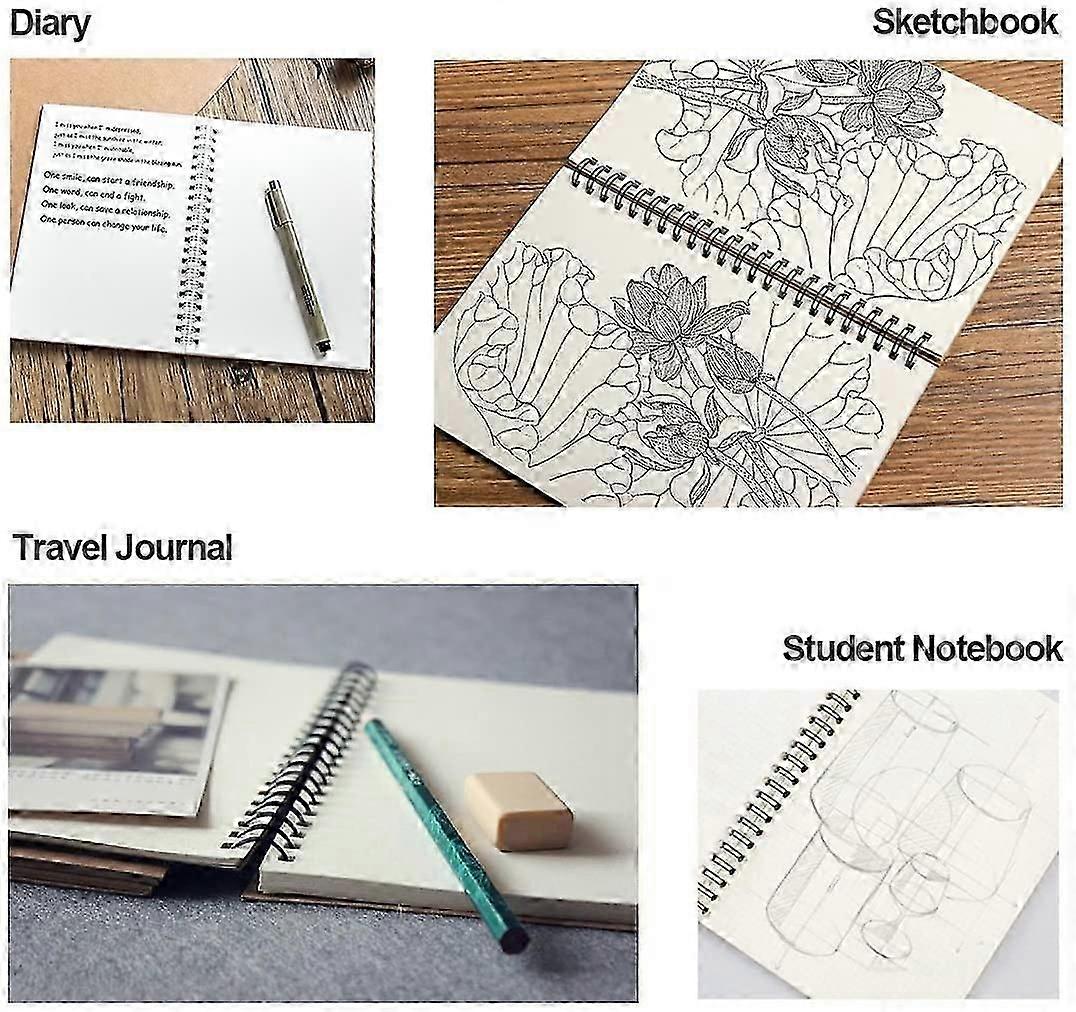 A5 Sketchbook 2 Pack, Soft Cover Spiral Notebook Kraft Cover Blank ...