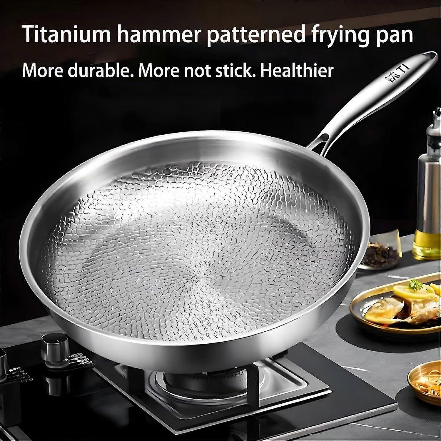 Hammered Titanium Pan Pro with Lid, 30 cm Non-Stick Uncoated Scratch ...