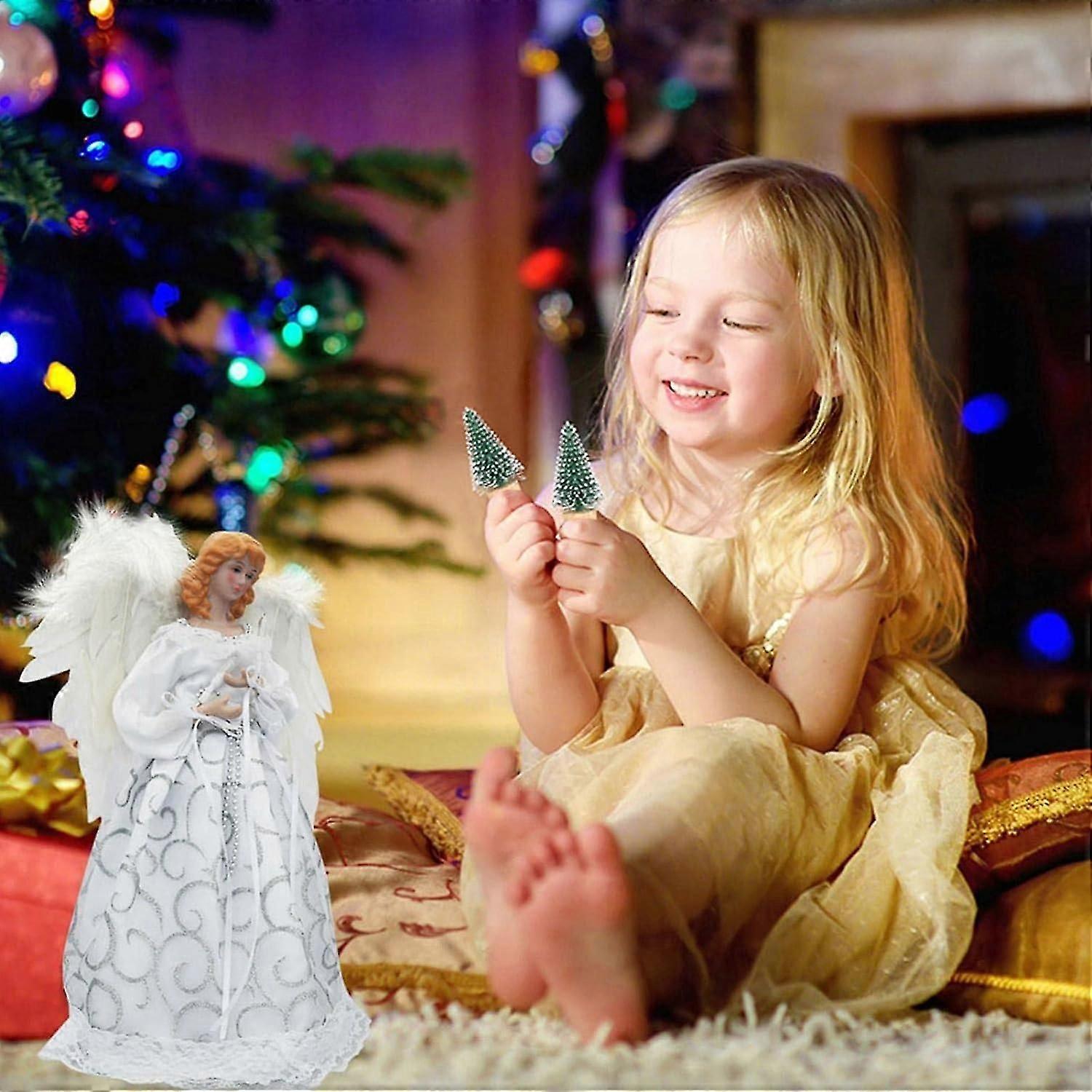 Tree Topper Angel With Lights,3d Led Angel Tree Topper, Standing White ...