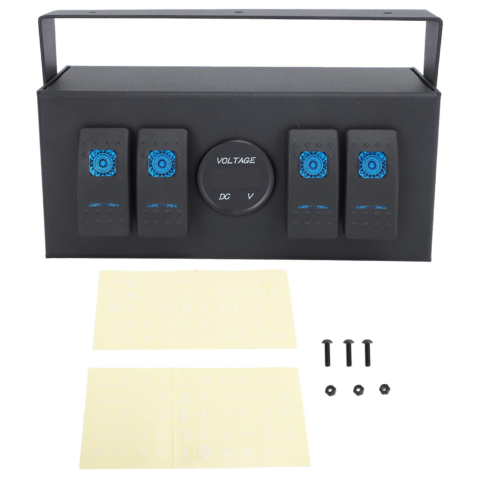 4 Gang Rocker Switch Box Waterproof On Off Switch Panel With Blue Light ...