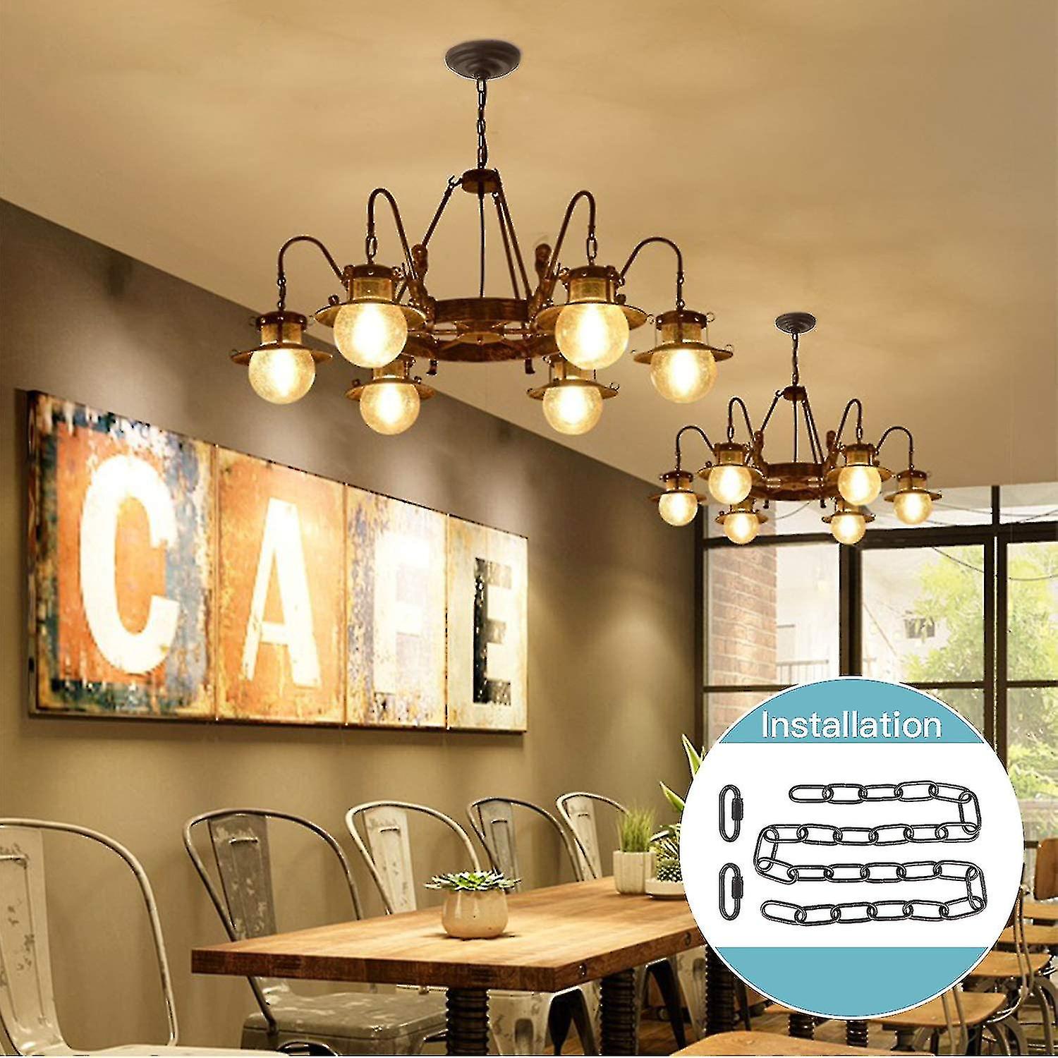 Lighting Chain, 6 Feet Black Lighting Fixture Chain, Metal Chandelier ...