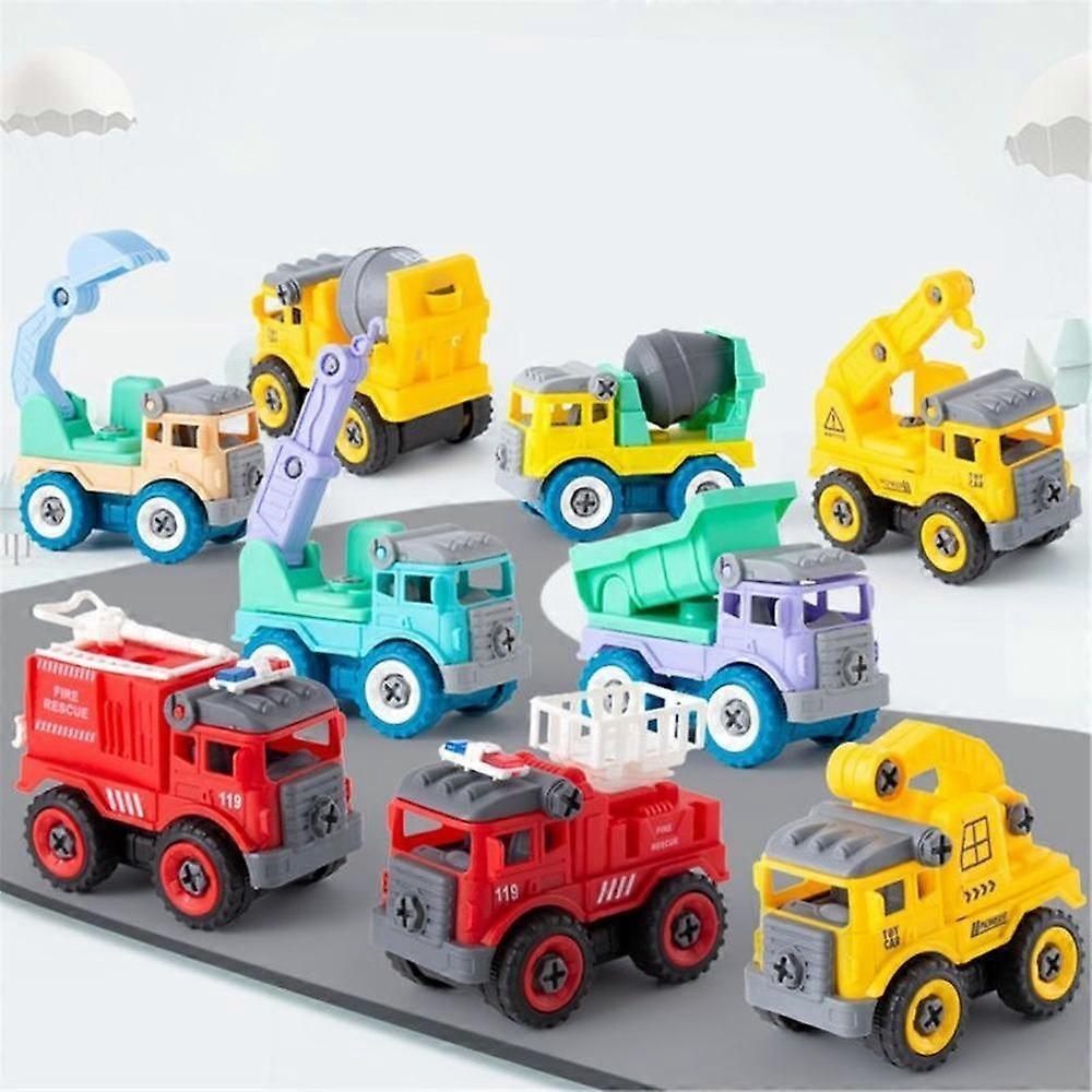 4pcs Kids DIY Construction Toys Engineering Car Fire Truck Screw Build ...