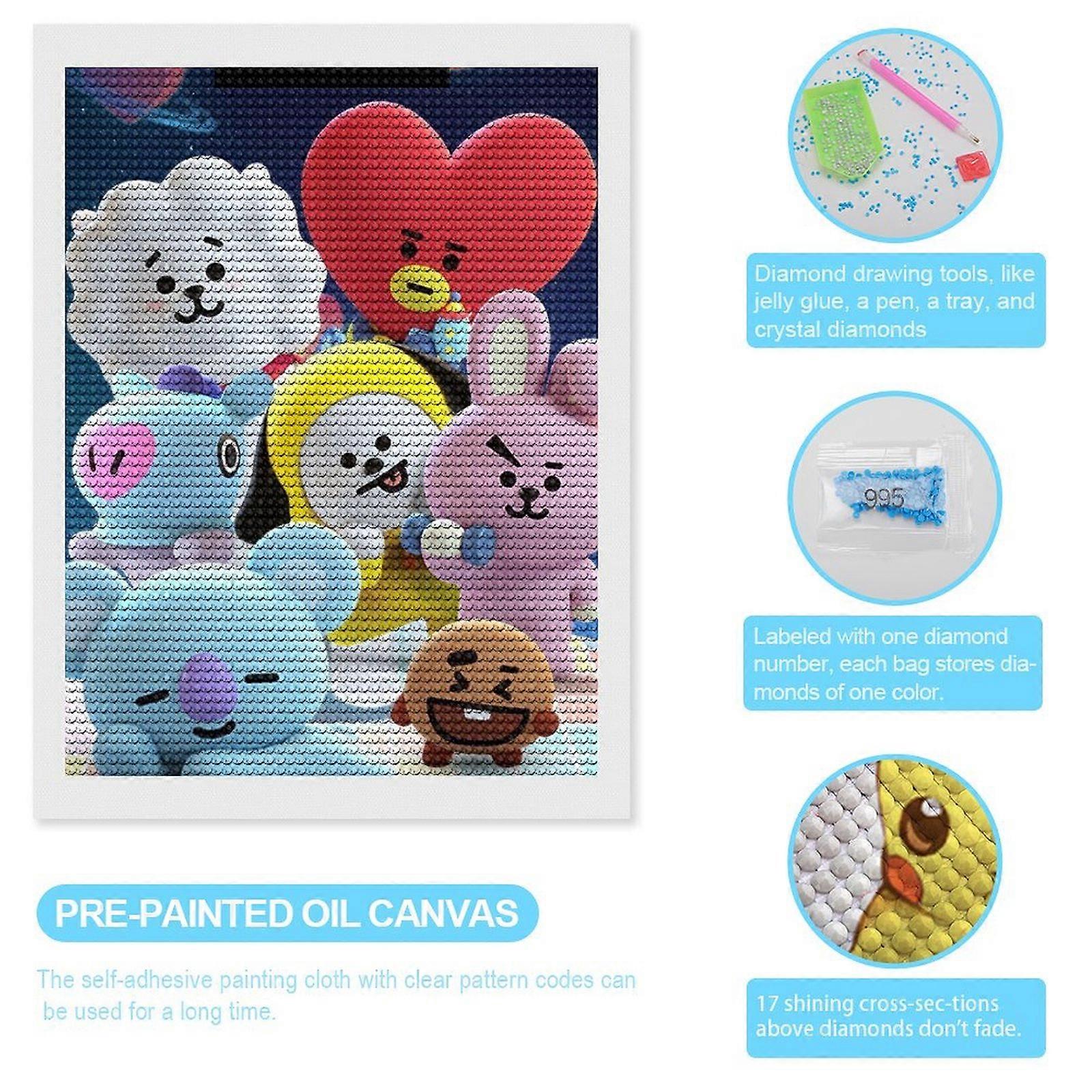 BT21 (34) Diamond Art Gem Art Painting Full Drill Round Art Gem ...