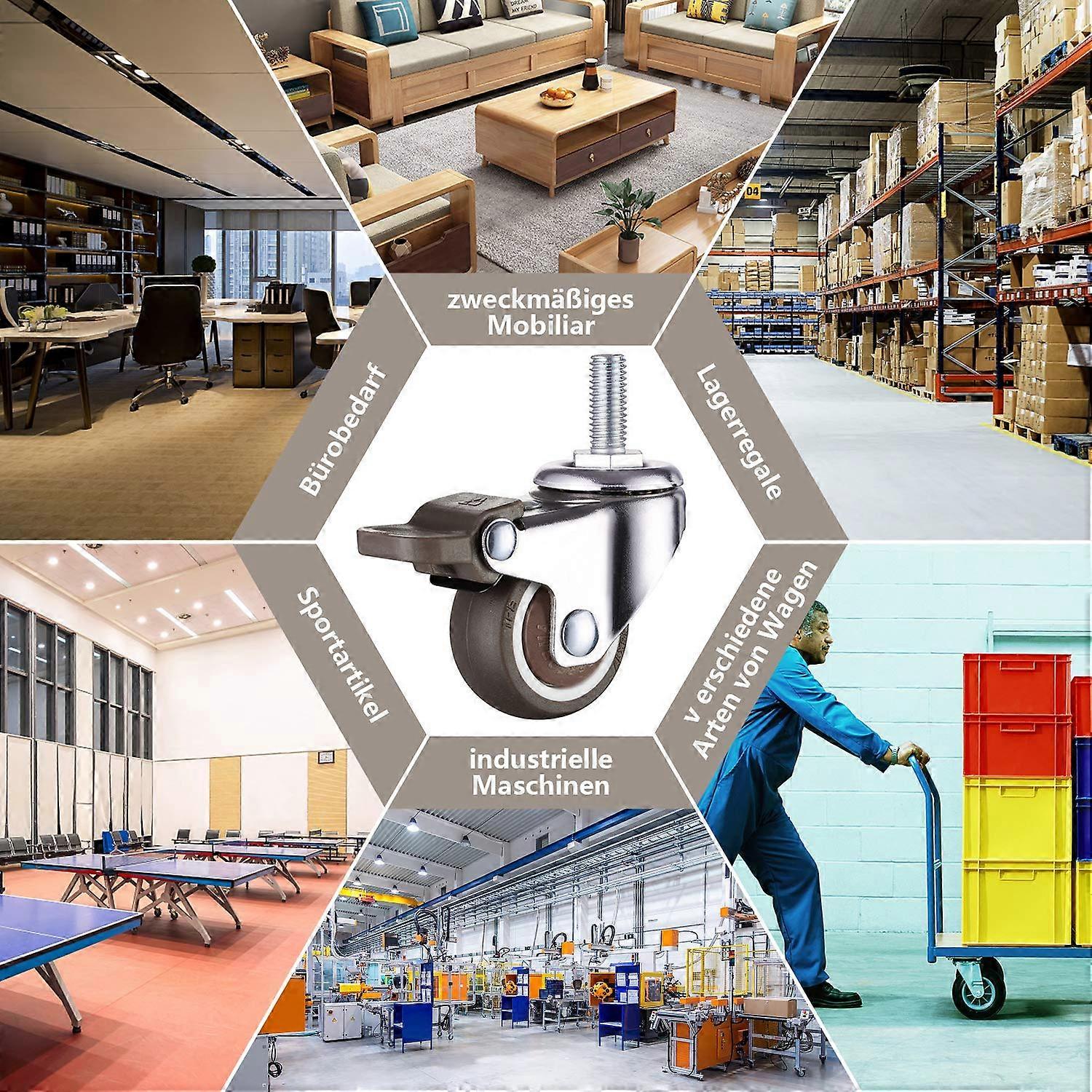 M10 Threaded Stem Rubber Heavy Duty Swivel Caster for Hand Trolley ...