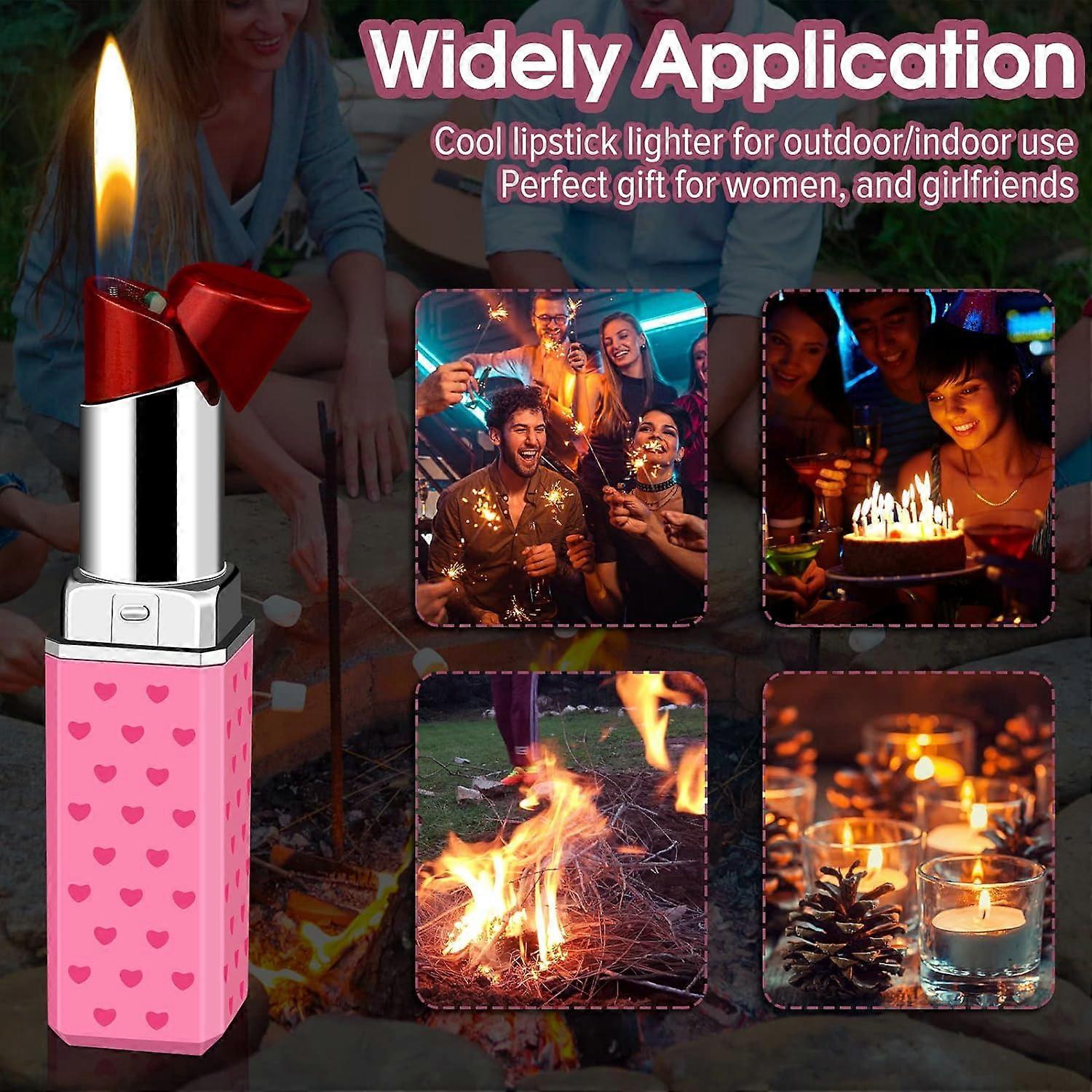 Cute Lipstick Lighter, Soft Flame Refillable Butane Lighter, Novelty ...