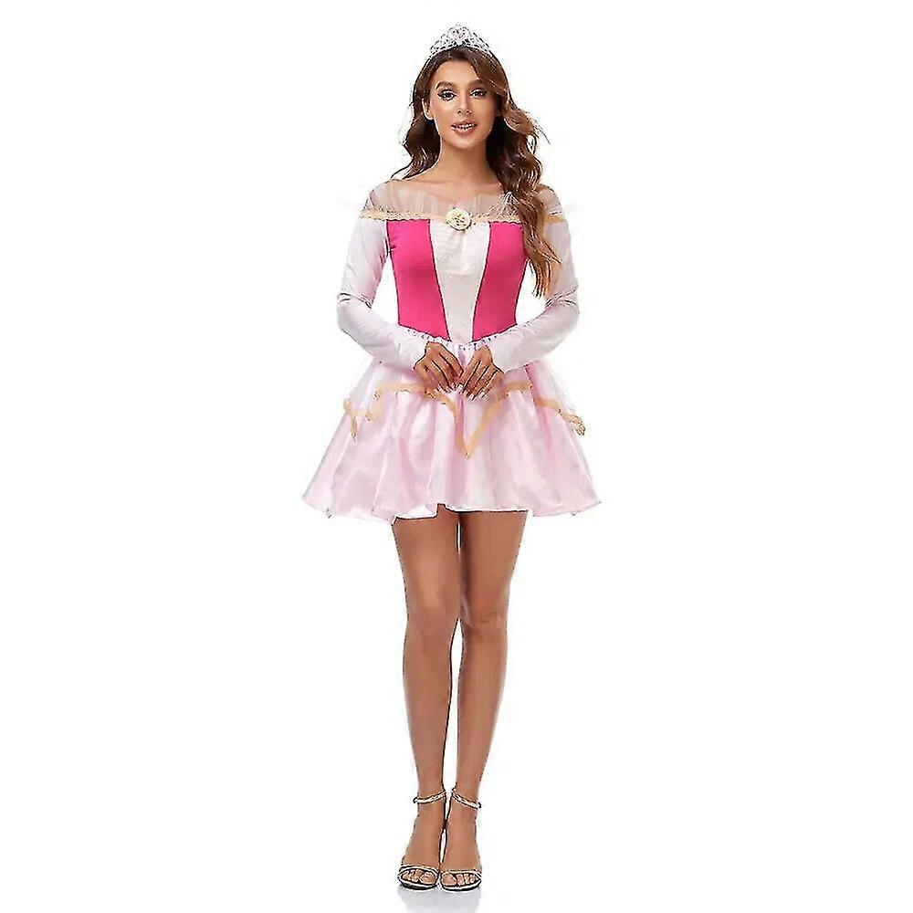 Princess Peach Costume Women Fantasia Dress Party Halloween Sweet Pink ...