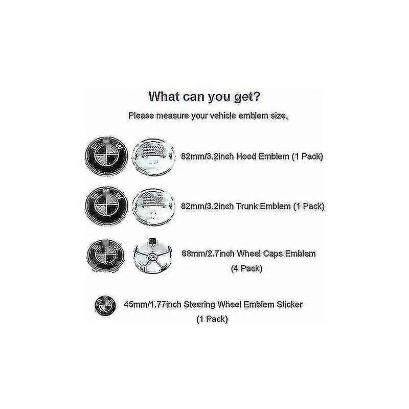 7pcs Car For Hood And Trunk Bm-w 82mm And 68mm Wheel Covers And 45mm ...