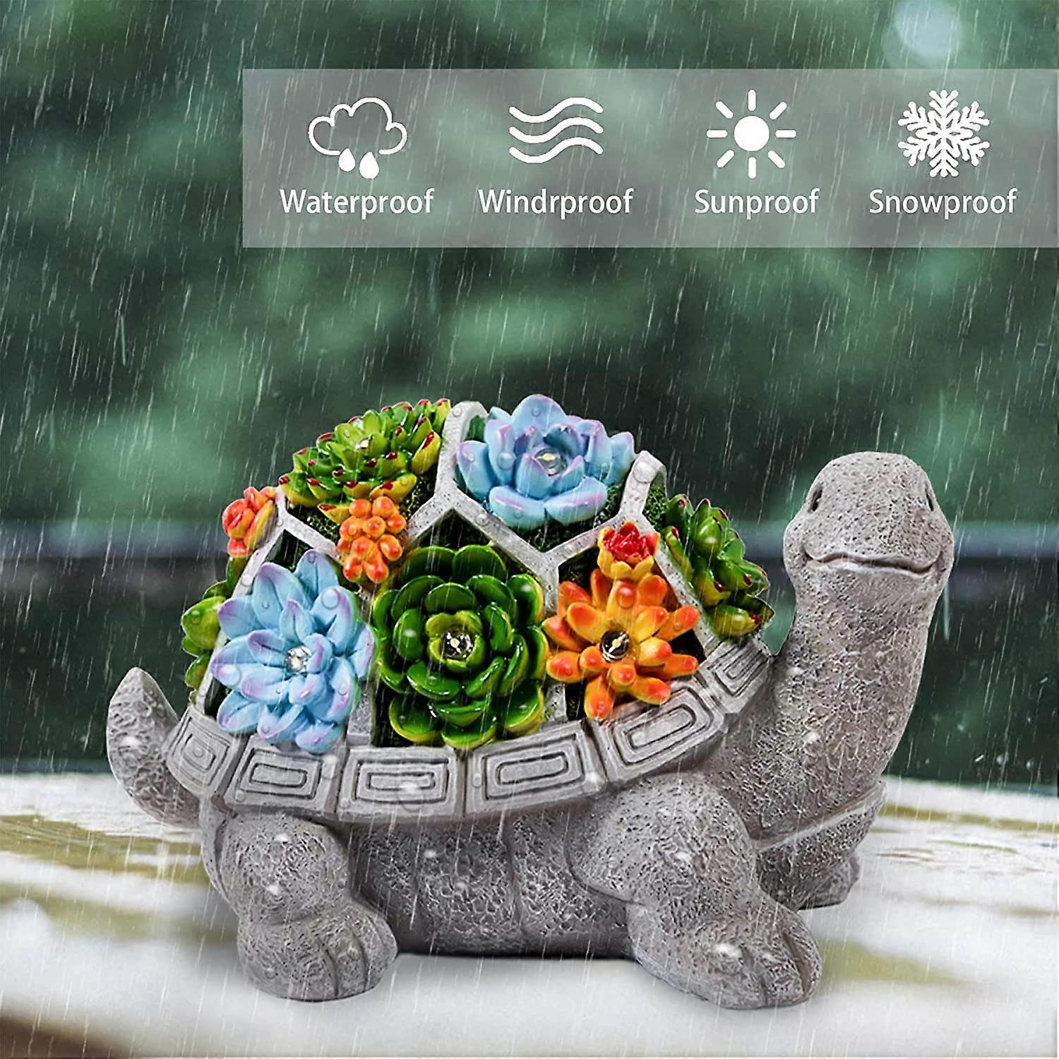 Outdoor Ornaments Turtle Garden Statues with 7 LED Lights | Fruugo UK