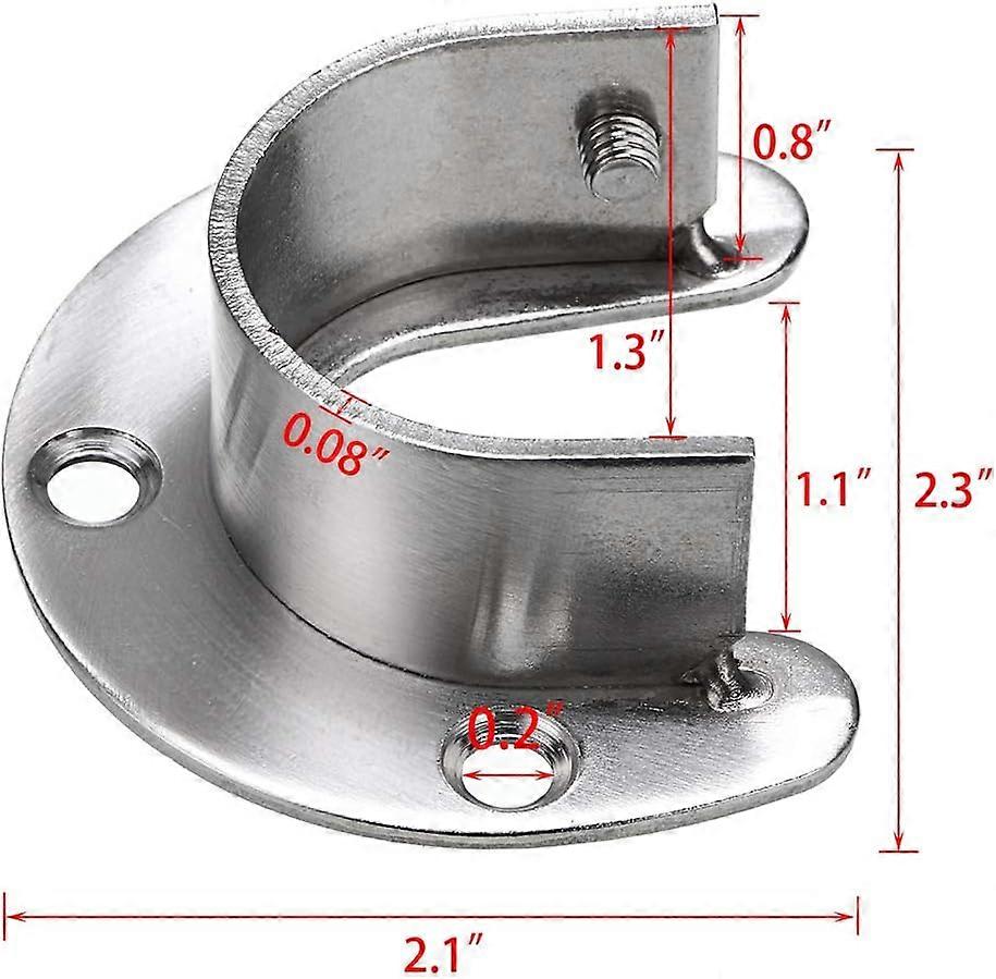 Pack 1.5" Diameter Closet Rod End Brackets, Stainless Steel U Shape ...