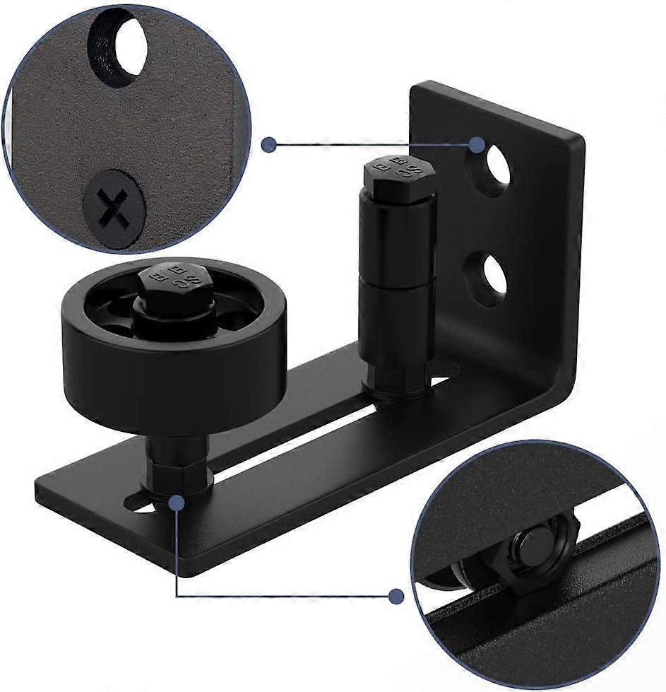 2 Pack Sliding Barn Door Floor Tracks, Wall Mounted, Adjustable Rollers ...