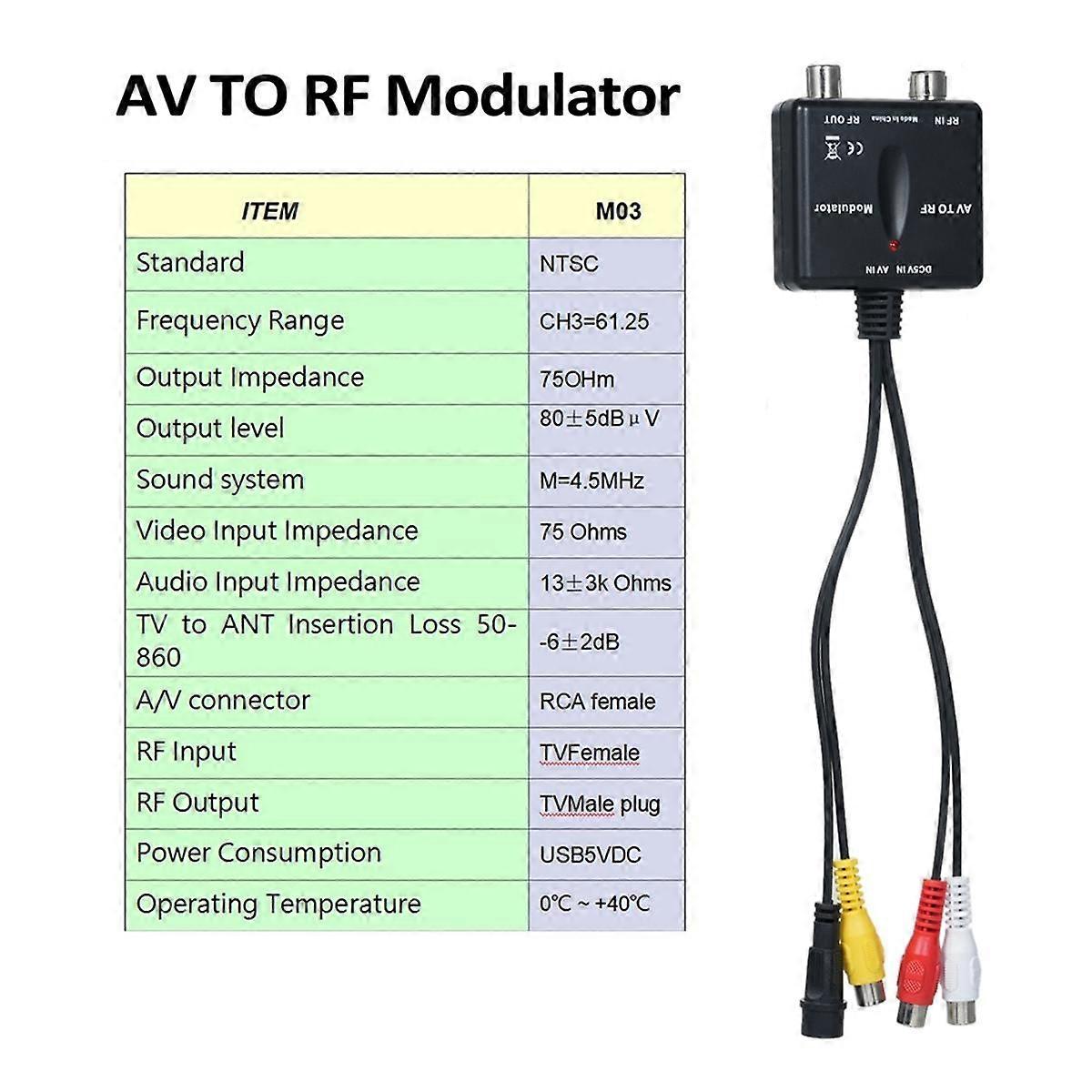 Mini RF Modulator AV to RF Modulator Output NTSC CH3 Channels PLL ...