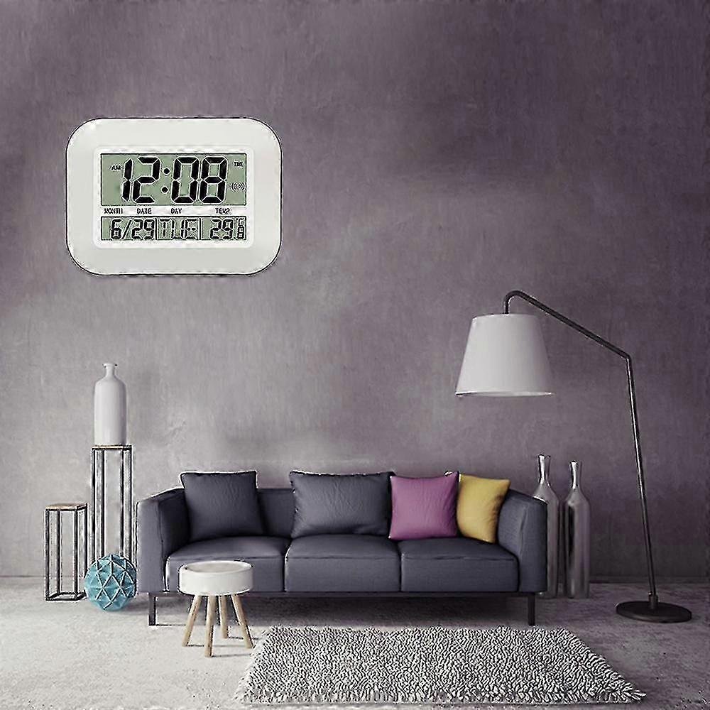 Digital Wall Clock Battery Operated Simple Temperature Calendar Date ...