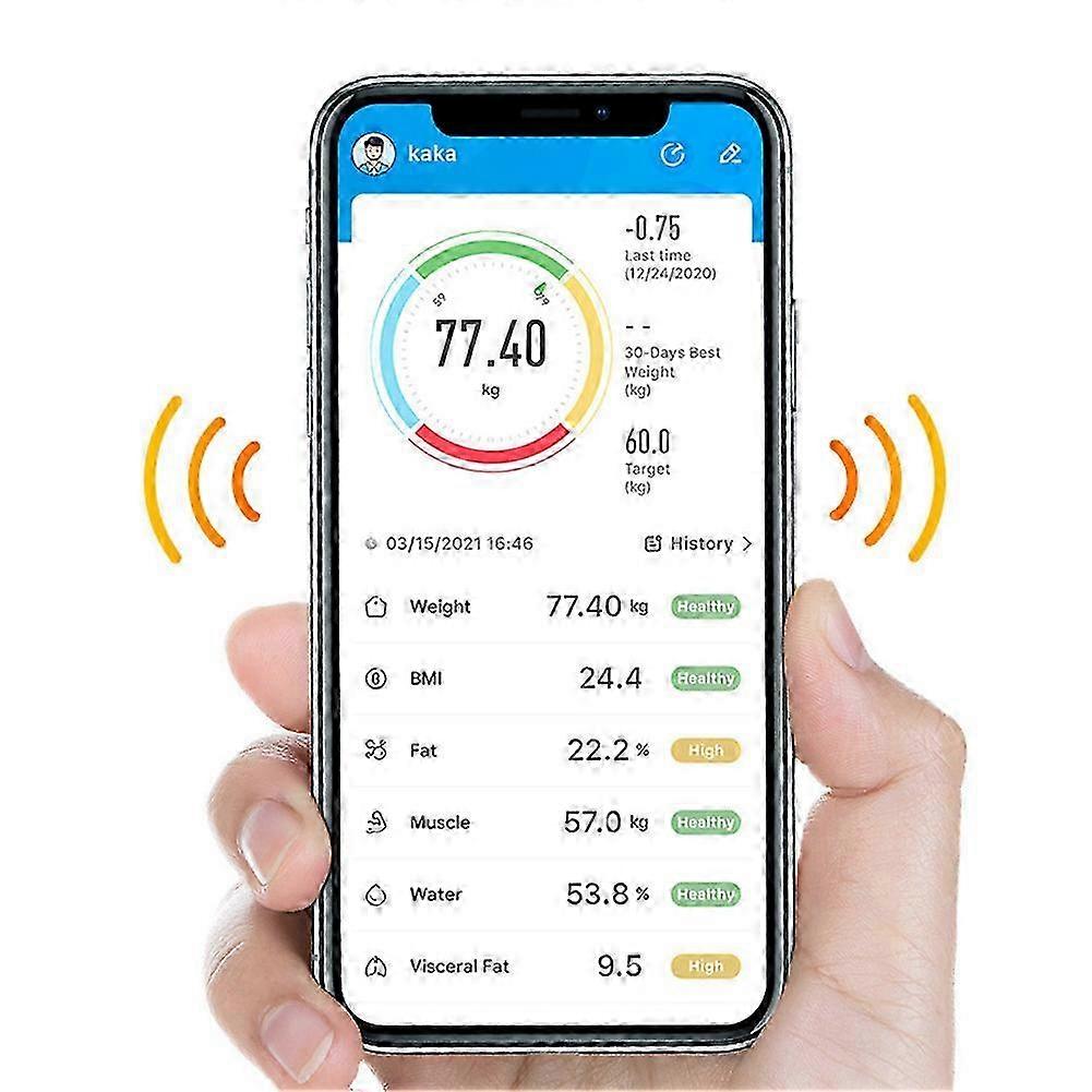 Bluetooth Smart Body Scale Bathroom Scales BMI Body Weight Scale LED ...