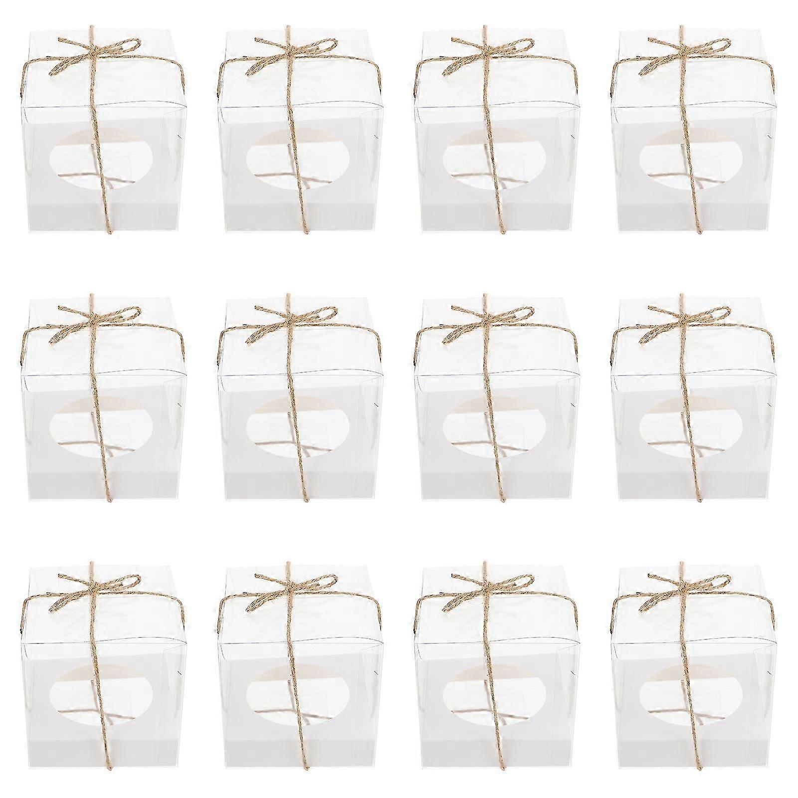 12 Pcs Gift Wrap Boxes Presents Transparent Cake Cases Pastry Boxes ...