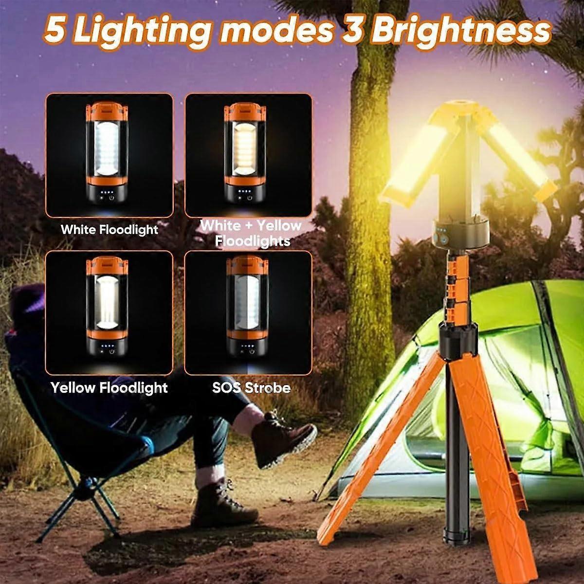 Rechargeable 10000mAh Camping Light with Telescopic Stand, Tent Light ...