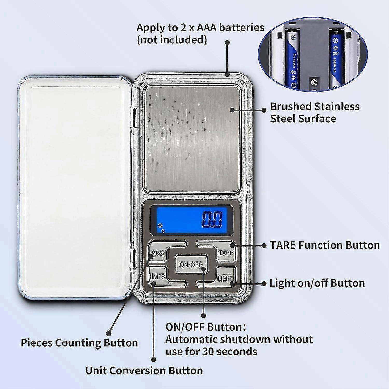 Digital Pocket Scale, Portable Weighing Scale High Precision Kitchen ...
