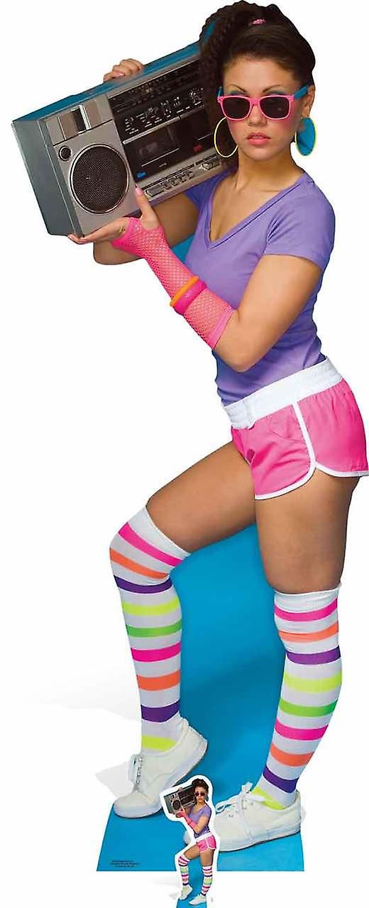 1980s Neon Boombox Girl Cardboard Cutout / Standee / Standup / Standee ...