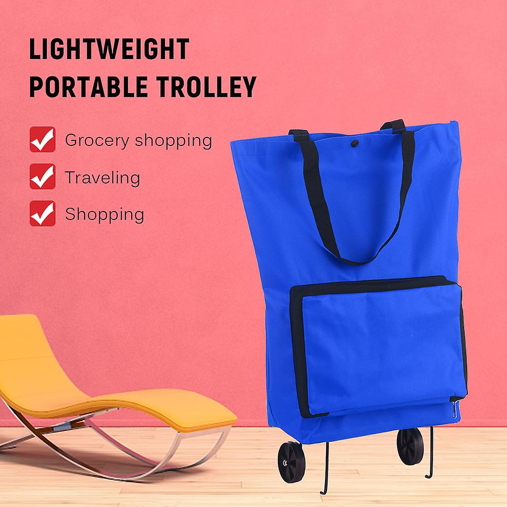 Foldable Shopping Trolley Bag With Wheels Collapsible Shopping Cart Reusable Foldable Grocery ...