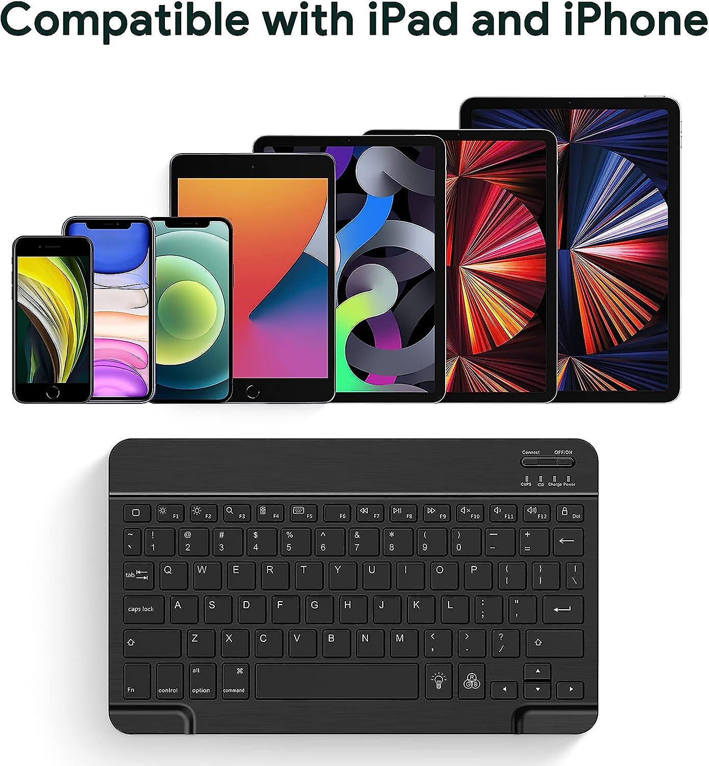 Ultra Slim Backlit Wireless Bluetooth Keyboard, Universal Portable 7 ...