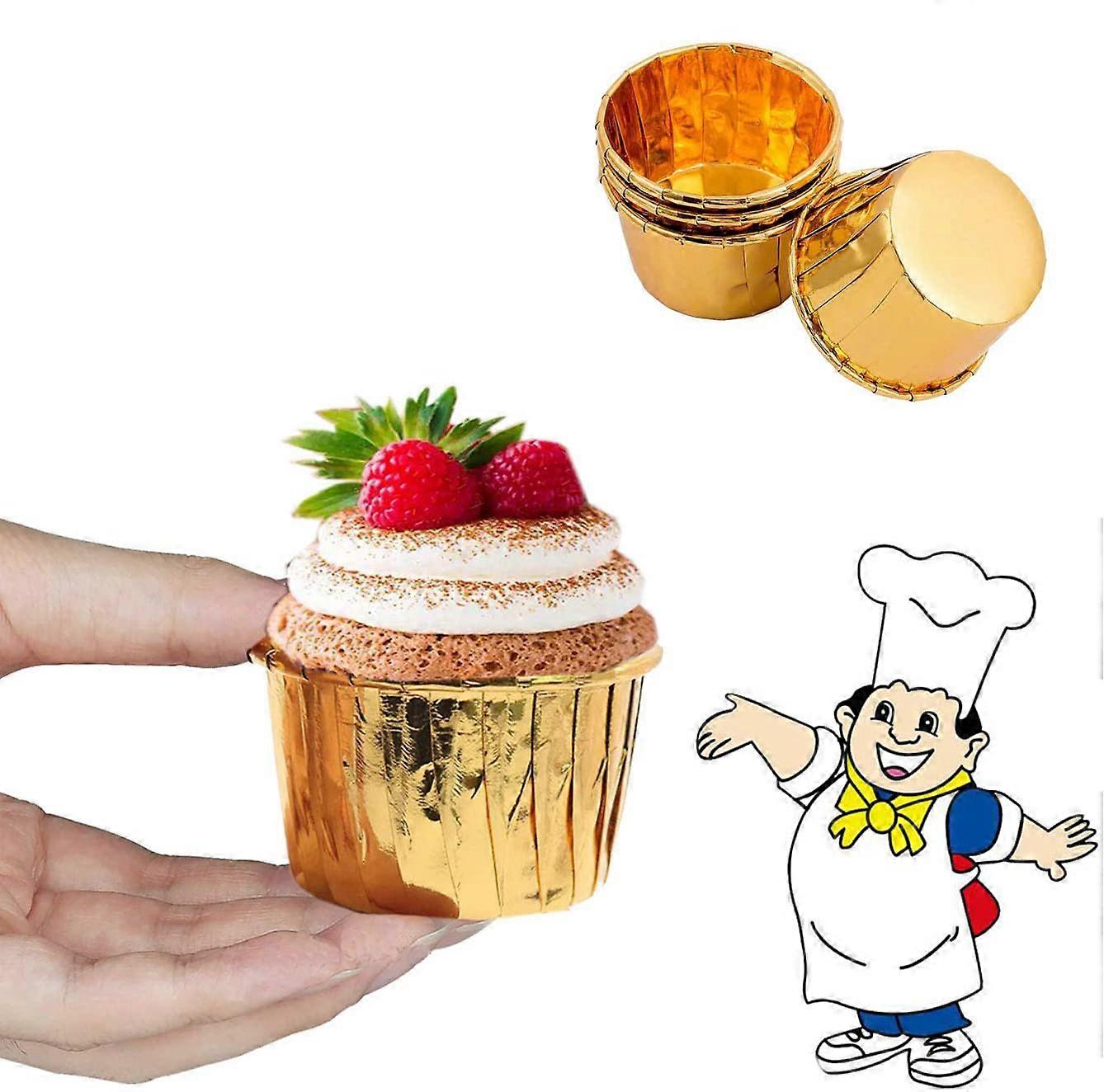 Pack of 50 muffin tins gold, mini muffins paper cups | Fruugo UK