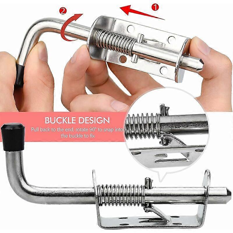 2Pcs Garage Door Bolt Latch Spring Latch Steel Spring Bolts Latches and ...