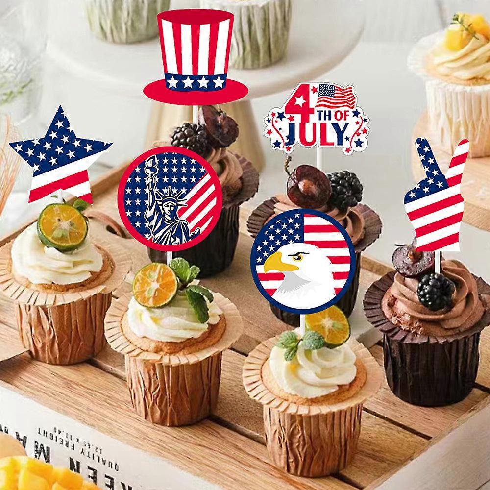 60 PCS Independence Day Cupcake Toppers with Flag Star USA Patriotic ...